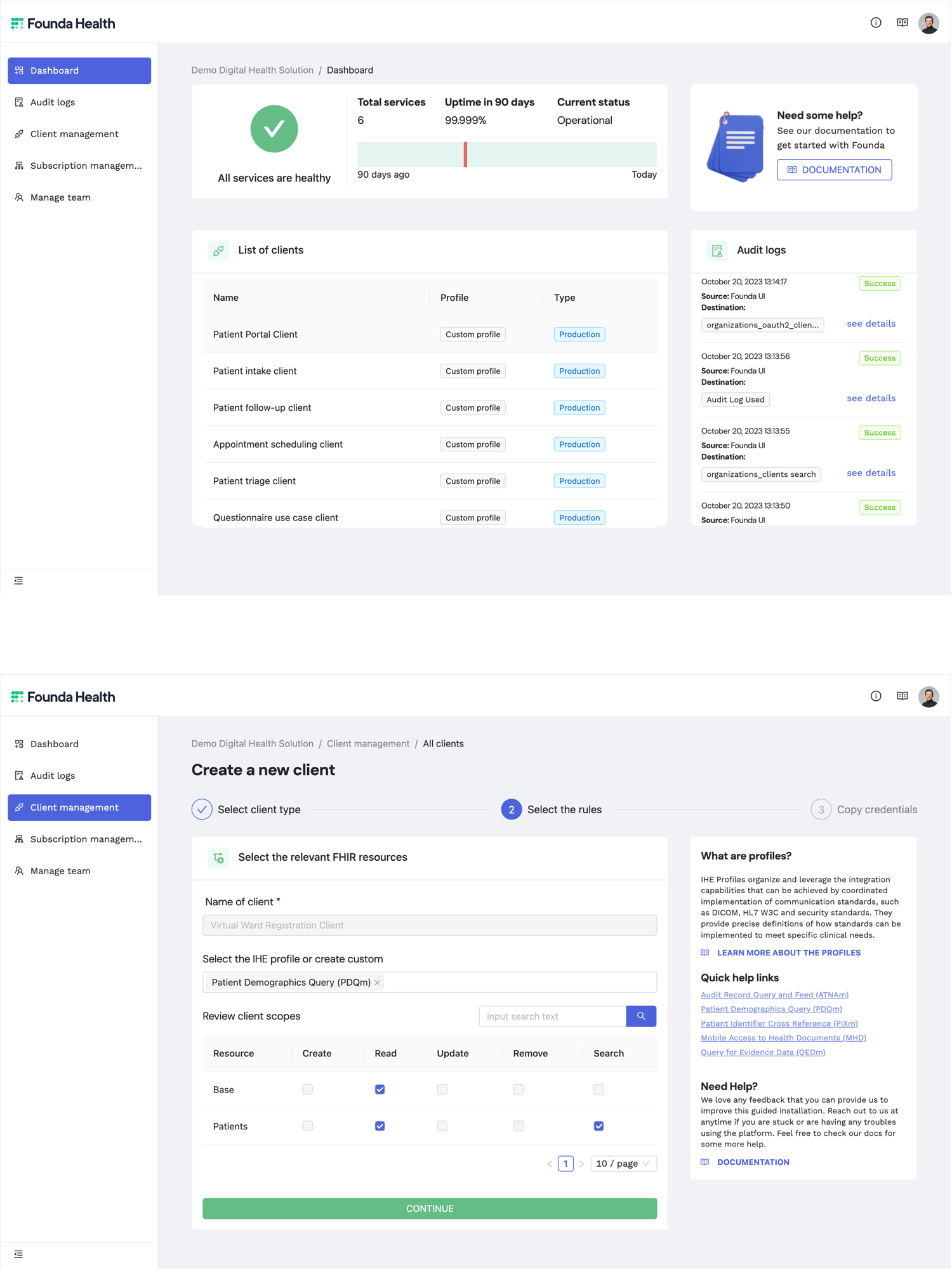 Requesting access to the Founda Health Console